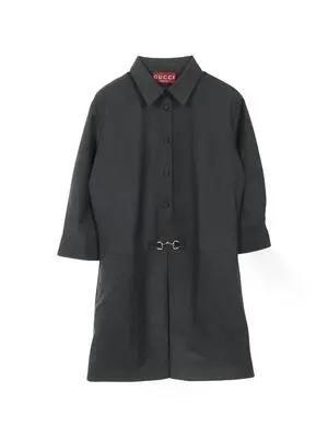 Gucci 2010s Horsebit Wool Midi Shirt Dress