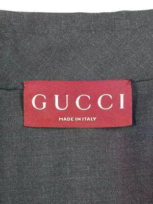 Gucci 2010s Horsebit Wool Midi Shirt Dress