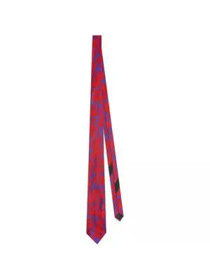 Dries Van Noten Printed Silk Neck Tie - Red
