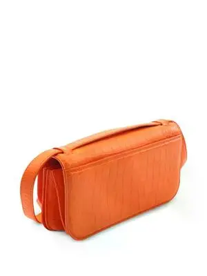 Balenciaga Gossip Croc-embossed Shoulder Bag - Orange