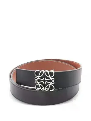 Loewe Anagram Leather Reversible Belt - Black