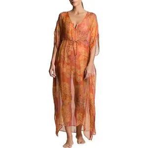 Ralph Lauren Metallic Stripe Sheer Cover-up Caftan - Multi