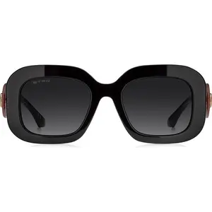 Etro 52mm Rectangular Sunglasses - Black/dark Grey