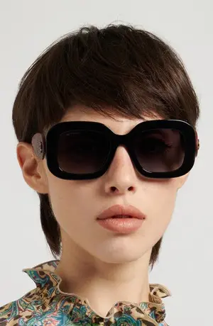 Etro 52mm Rectangular Sunglasses - Black/dark Grey