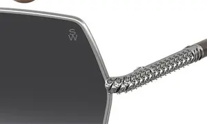 STUART WEITZMAN 60mm Embellished Sunglasses - Ruthenium/dark Grey Sf