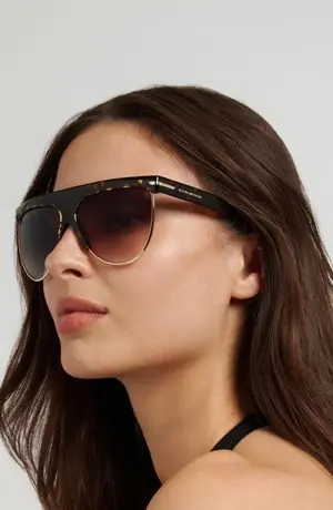 Victoria Beckham 65mm Oversized Pilot Sunglasses - Havana/brown Sf