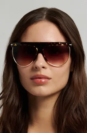 Victoria Beckham 65mm Oversized Pilot Sunglasses - Havana/brown Sf
