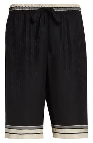 Dolce & Gabbana Logo & Stripe Silk Bermuda Shorts - Righe F.nero