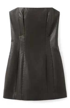 Mango Strapless Faux Leather Mini Dress