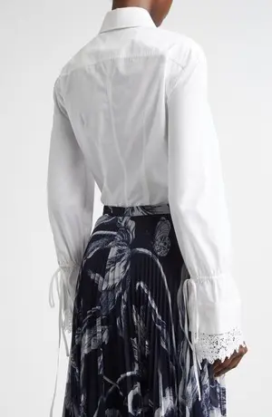 Erdem Tie Cuff Cotton Button-up Shirt