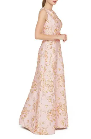 KAY UNGER Guilietta Floral Jacquard Gown