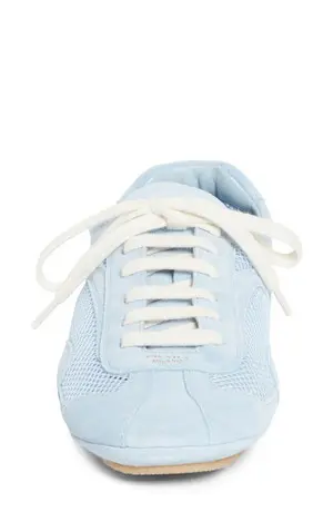 Prada Mixed Media Low Top Sneakers - Blue