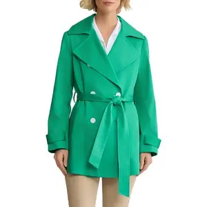 Jones New York Double Breasted Trench Coat - Kelly