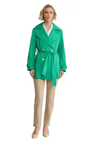 Jones New York Double Breasted Trench Coat - Kelly