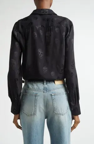 Alexander McQueen Slim-fit Skull-print Crêpe De Chine Shirt