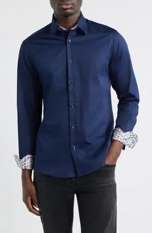 SIRAGUSA Sinai Collection Cotton Dress Shirt - Navy