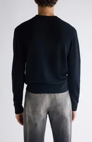 Acne Studios Kalas Core Face Patch Wool & Yak Hair Sweater - Black