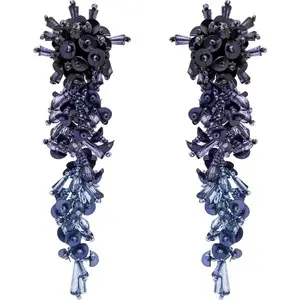Oscar De La Renta Bouquet Cascade Clip-on Earrings - Navy