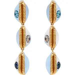 Oscar De La Renta Cowrie Shell Drop Earrings - Sky