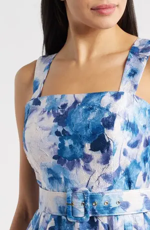TAHARI ASL Floral Crinkle Dress