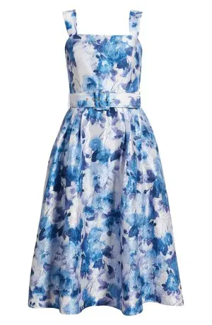 TAHARI ASL Floral Crinkle Dress