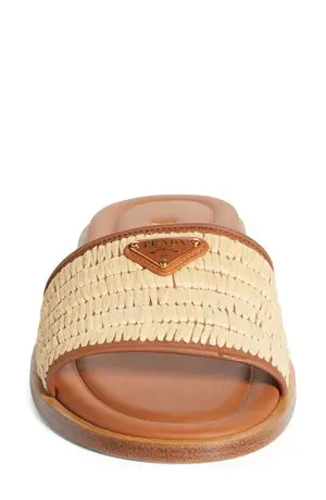 Prada Raffia Slide Sandal - Naturale
