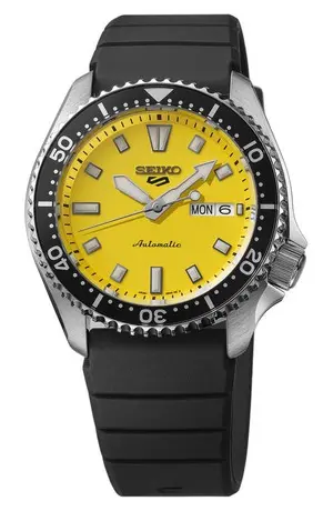 SEIKO WATCHES 5 Sports Automatic Strap Watch - Yellow