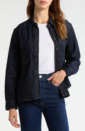 FRAME Polished Denim Button-up Shirt