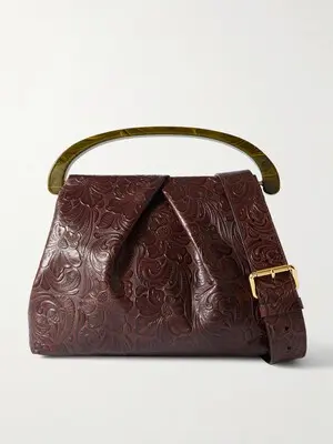 Dries Van Noten Embossed Leather Shoulder Bag