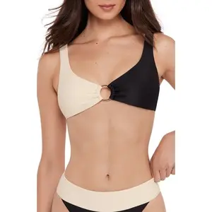Steve Madden O-ring Bikini Top - Black/ivory
