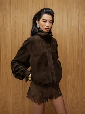 REFORMATION Veda Kendall Suede Jacket - Brown