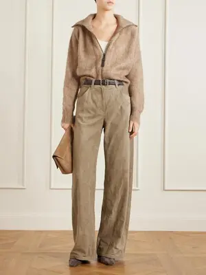 Brunello Cucinelli Ribbed Brushed-knit Zip-up Cardigan