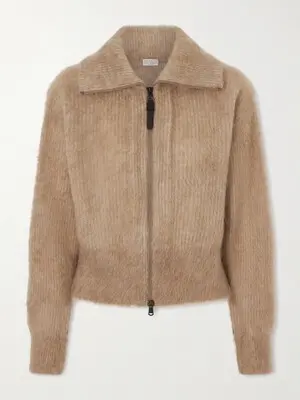 Brunello Cucinelli Ribbed Brushed-knit Zip-up Cardigan