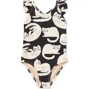 TEA COLLECTION Printed Ruffle One-piece Swimsuit - Curious Cats
