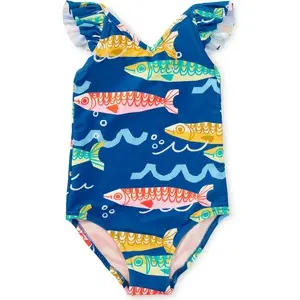 TEA COLLECTION Printed Ruffle One-piece Swimsuit - Sardinas Del Mar