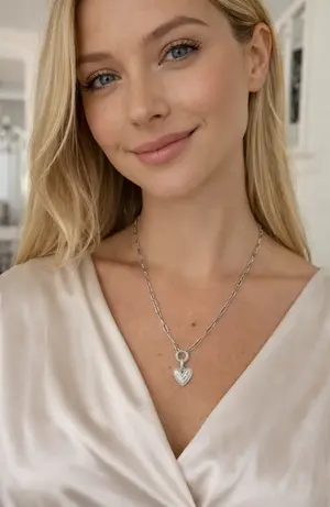 DLORIA Elena "love You" Heart Necklace - Silver