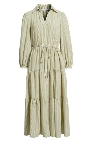 Julia Jordan Stripe Bracelet Sleeve Button-up Shirtdress