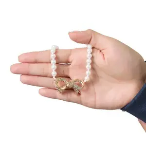 Juicy Couture Pearl Bracelet With Pave Bow