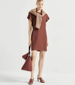 Brunello Cucinelli Twill Mini Dress With Monili Detailing - Red