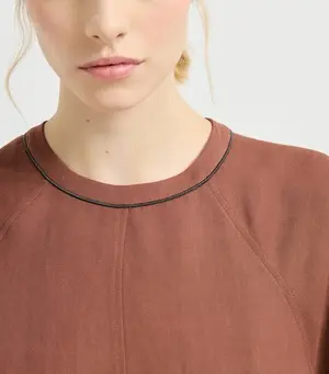 Brunello Cucinelli Twill Mini Dress With Monili Detailing - Red