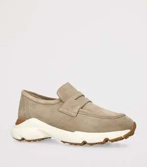 TOD'S Suede Sport 54 Loafers - Beige