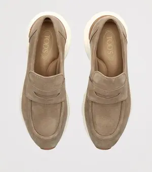 TOD'S Suede Sport 54 Loafers - Beige