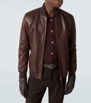 Brioni Leather Bomber Jacket