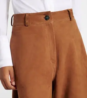 RÓHE Suede Barrel-leg Pants - Brown