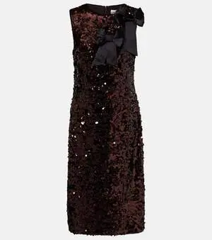 GANNI Bow-detailed Sequined Midi Dress