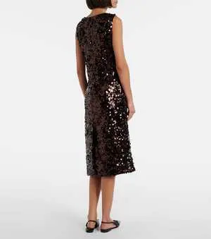 GANNI Bow-detailed Sequined Midi Dress