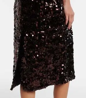 GANNI Bow-detailed Sequined Midi Dress