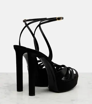 Saint Laurent Chandelle Crepe Satin Sandals - Black