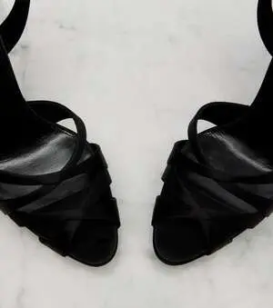 Saint Laurent Chandelle Crepe Satin Sandals - Black