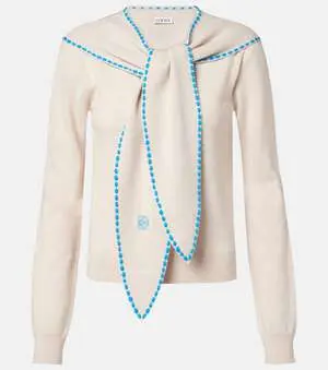Loewe Scarf-detail Wool Sweater - Beige